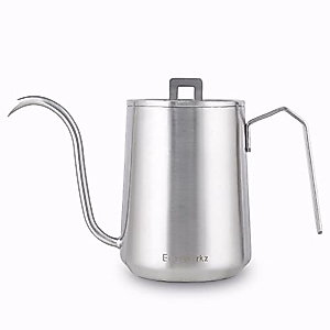Easyworkz Gooseneck Pour Over Coffee Kettle 20 oz Stainless Steel Hand Drip Coffee Pot With Long Narrow Spout, Brushed Silver