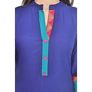 Chichi Women's Indian Embroidered Rayon Kurti Top, Royal Blue, XX-Large