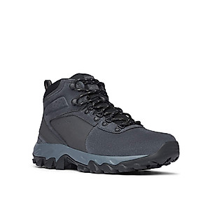 Columbia Men's Newton Ridge Plus II Suede Waterproof Boot, Breathable with High-Traction Grip, shark/black,10