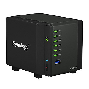 Synology DiskStation DS419slim Compact Desktop NAS Server, Marvell Armada 385 88F6820, 512MB DDR3 SDRAM, 16TB SATA HDDs, DSM Software