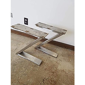 Brushed Stainless Table Legs, Z-Shaped - Any Size
