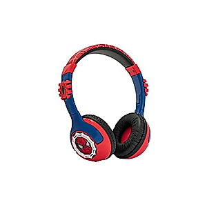 eKids Spiderman Kids Bluetooth Headphones, Wireless Headphones with Microphone Includes Aux Cord, Volume Reduced Kids Foldable Headphones for School, Home, or Travel
