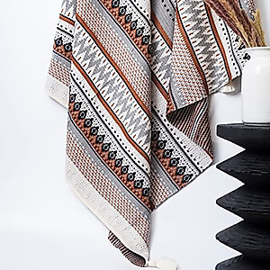 BlossoME Knit Blanket Throws 50”*66” Brown/All Season Boho Throws/Decorative Blanket Throws for Beds, Chairs, Sofas, Couch/Brown Thermal Throw Blankets for Gifts, Beige