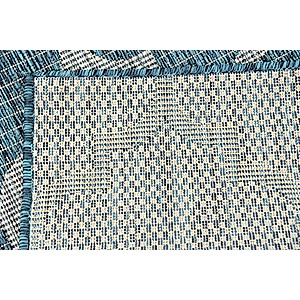 Unique Loom Outdoor Trellis Collection Area Rug (4' 1" x 6' 1" Rectangle, Teal/ Gray)
