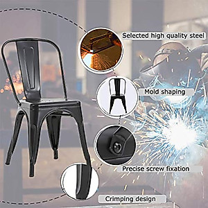 FDW Chairs Metal Stackable Restaurant Dining Chair 18" Seat Height Bar Chairs Indoor/Outdoor Tolix Side Metal Kitchen Trattoria Chairs Set of 4