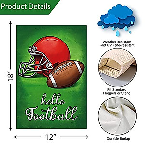 Super Bowl Football Garden Flag 12x18 Double Sided, Burlap Small Vertical Hello Football Holiday Party Sports Yard Outdoor Outside Decoration (Only Flag)