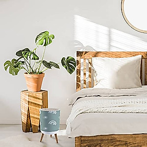 Trash Can with Lid Childrens Seamless with Rainbows and The Sun Trendy Childrens Motif Wood Small Garbage Bin Waste Bin for Kitchen Bathroom Bedroom Press Cover Wastebasket 7L/1.8 Gallon