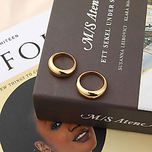 micuco Thick Chunky Dome Rings for Women 14K Gold Plated Statement Ring 14K Gold 7