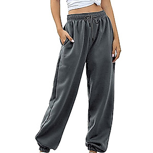 Sweatpants Women Wide Leg Sweatpants for Teen Girls,Women's High Waisted Joggers Summer Workout Baggy Yoga Pants Cinch Bottom Trousers Holiday Deals
