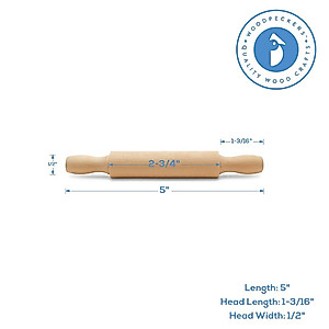 Wooden Mini Rolling Pin, 5 Inches Long, Pack of 6, Great for in The Kitchen, Play-doh, Crafting and Imaginative Play, by Woodpeckers