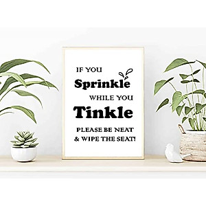 Bathroom Quotes and Sayings Art Prints, Set of Four Photos 8x11 Unframed | Aesthetic Bath Decorations, Great Gift for Restroom and Toilet Decor, Black and White Funny Home Wall Pictures, Hillarious/Humorous, Perfect for Housewarming Gifts Under $10