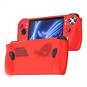 Silicone Case Protective Sleeve for ROG Ally, Soft Cover Protector for Rog Ally Game Console Drop-Proof Case with Full Protection (Red)