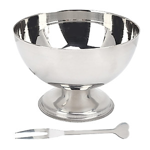 Pssopp Dessert Bowls with forks Stainless Steel Milkshake Cup Short‑Footed Medium Snack Dish Multipurpose and Easy to Clean for Ice Cream Fruit