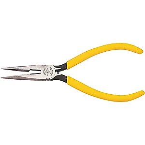 Klein Tools D203-6C Standard Long Nose Cutting Pliers with Spring, 6-Inch