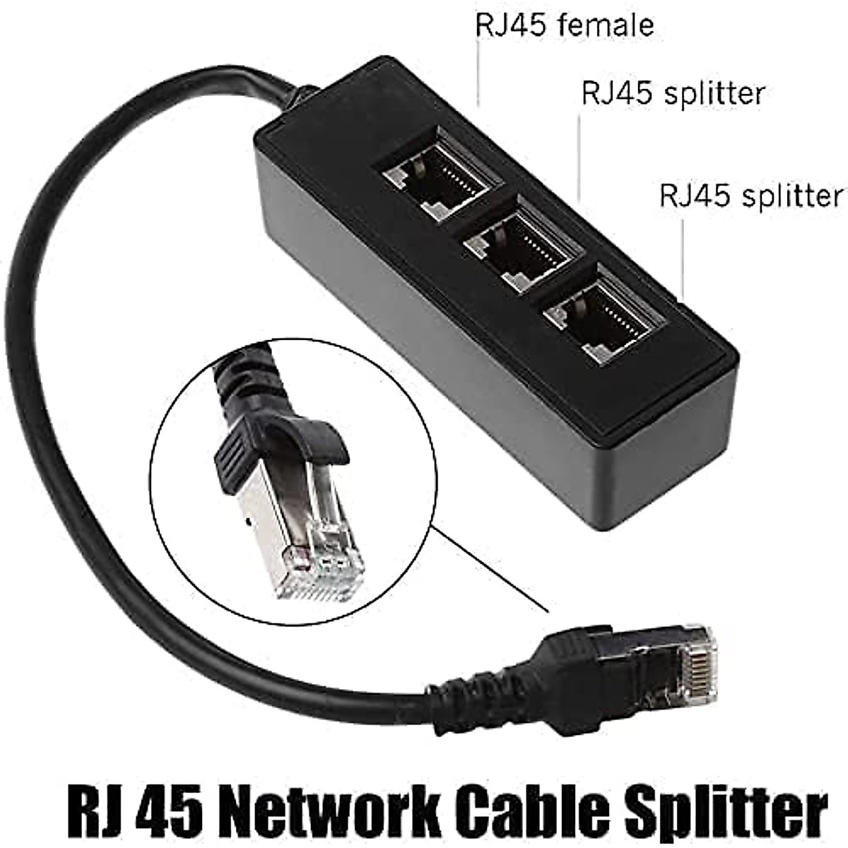 RJ45 Ethernet Splitter Cable, Sartyee RJ45 Y Splitter Adapter 1 to 3 Port Ethernet Switch Adapter Cable for CAT 5/CAT 6 LAN Ethernet Socket Connector Adapter Cat5 Cat6 Cable - ONE at A TIME