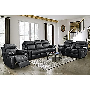 Lexicon Odeum Manual Double Reclining Sofa, Black