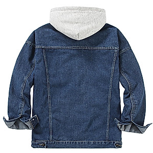 DOSLAVIDA Men's Distressed Denim Jacket Unisex Button Down Jean Coat Casual Long Sleeve Trucker Hooded Jackets Outwear