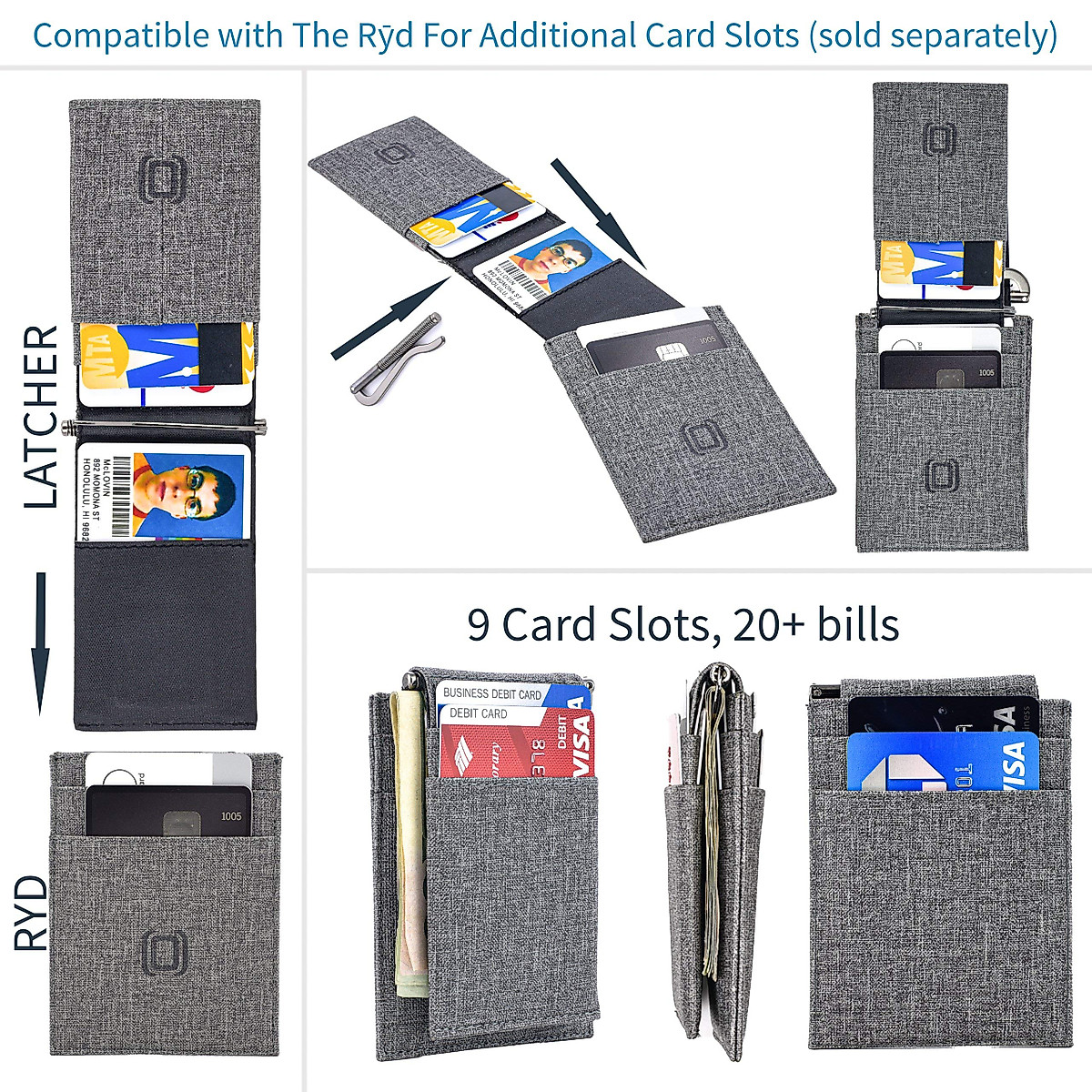 Dockem The Latcher Minimalist Wallet & Card Case Companion (Synthetic Canvas Leather)