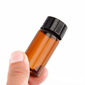 stonylab Brown Glass Sample Vials with Cap, Screw Cap Sample Vials Amber Glass Liquid Sampling Bottle Reagent Bottle with Screwcap, Capacity 10 ml / (0.3 oz), Pack of 40