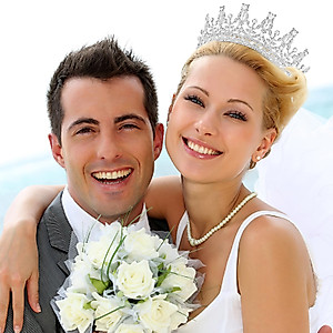 Makone Silver Crystal Tiaras Crowns for Women, Headband Queen Crown with Comb for Girls Bridal Wedding Birthday Prom Christmas Halloween Party