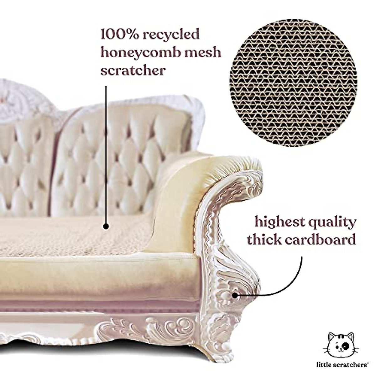 Royal Cat Couch - Thick Cardboard Cat Scratcher Couch, Fancy Cat Bed with Cat Scratch Pad, Cat Scratcher Sofa, Cat Scratchers for Indoor Cats, Cat Scratching Board, Cat Sofa, Cat Lounge