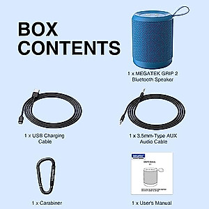 MEGATEK Portable Bluetooth Speaker, Loud HD Sound and Well-Defined Bass, IPX5 Waterproof, up to 10 Hours of Play, Aux Input, Wireless Speaker with Clip for Home, Outdoor and Travel (Teal)