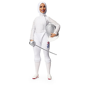 Barbie Ibtihaj Muhammad Doll with Fencing Uniform, Hijab, Sabre and Mask