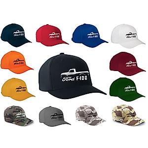 1961-66 Ford F100 Pickup Truck Classic Outline Design Flexfit hat Cap Large/XLarge Black