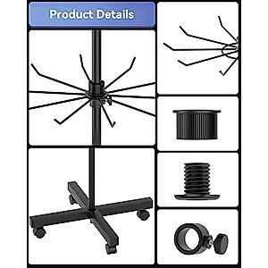 IPEXI Retail Display Stand 7 Tier for Store Display Movable Shop Spinner Jewelry Keyring Socking Hats Toys Show Rack, Black, 17''D x 17''W x 63''H
