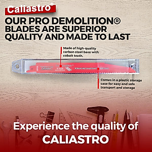 9-Inch Wood with Nails Demolition Reciprocating Saw Blades Made of Long Lasting Bi-Metal with Cobalt Teeth for Reciprocating/Sawzall Saws - 5 Pack - Caliastro