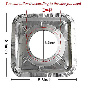 MOACOCK 50 Pack Aluminum Foil Square Stove Burner Covers Disposable Heavy Thick Quality Bib Liners Drip Pans Gas Range Top Protectors 8.5”