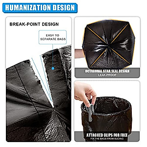 FORID Medium Kitchen Trash Bags - 8 gallon Black Garbage Bags 220 Count Durable Plastic Wastebasket Bags Unscented Trash Bin Liners 5 Roll for Bathroom Home Office 30 Liter Trash Can