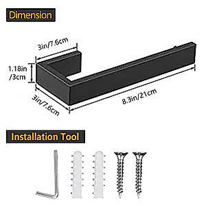 JOPOFI 8" Rectangular Hand Towel Holder - SUS 304 Stainless Steel Modern Design Hand Towel Rack, Contemporary Hand Towel Ring Holder Wall Mounted - Matte Black