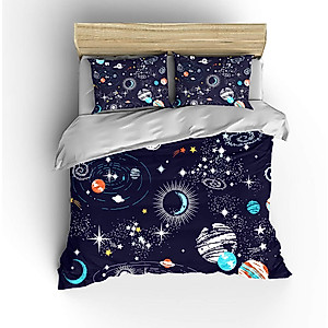 Vichonne Galaxy Space Comforter Set Full Size for Kids Teens Universe Adventure Stars Bedding Bedroom Decor