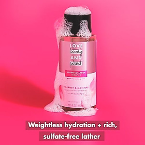 Love Beauty and Planet Vegan Collagen Moisture Shampoo Murumuru Butter & Rose Pack of 4 for Color-Treated Hair Vibrancy, 13.5 oz