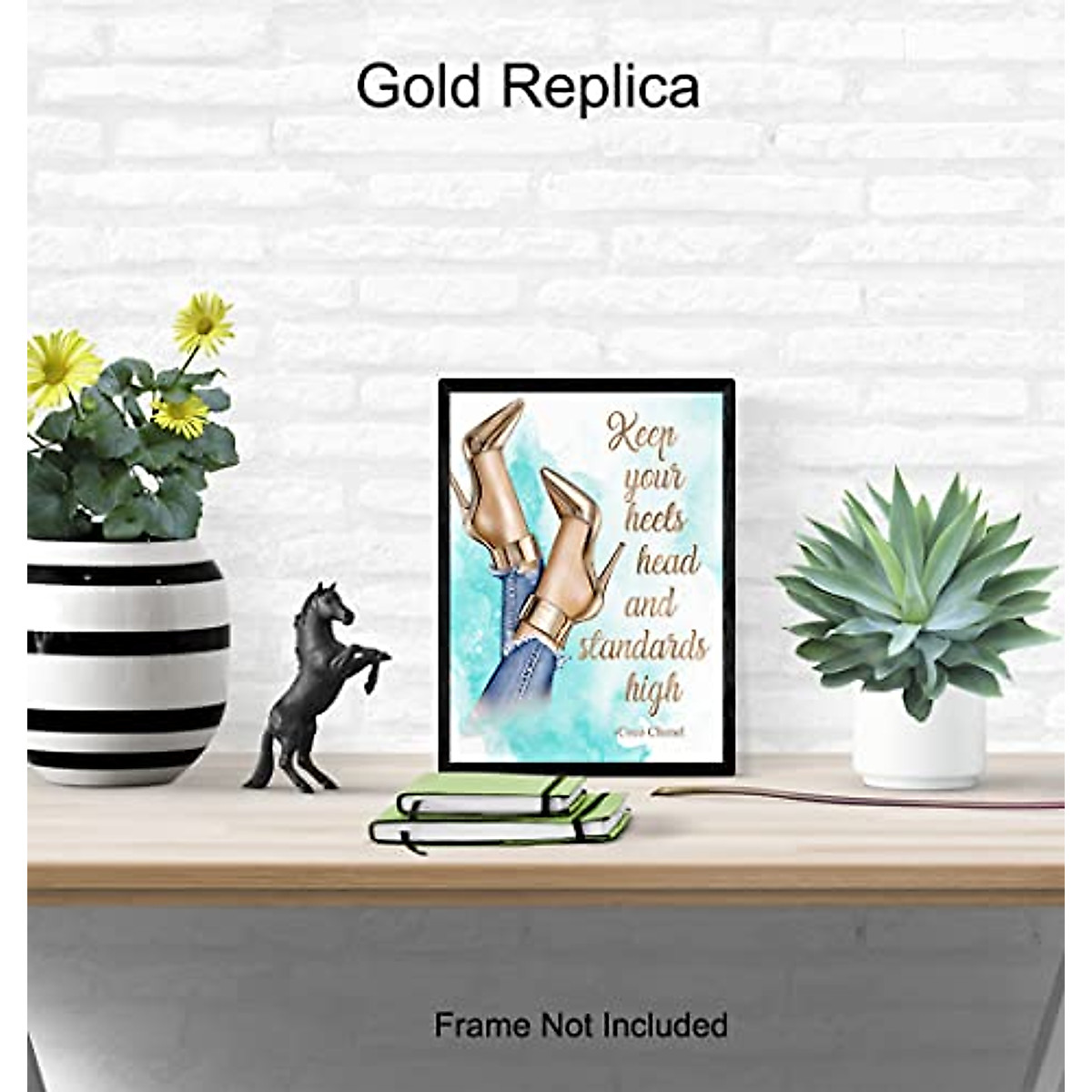 Motivational Quote Wall Art - Glam Wall Decor - Inspirational Gift for Women, Designer Shoes Fan, Couture Fashionista - Luxury Home decoration for Bathroom, Living room, Girl Teens Bedroom