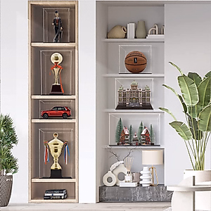 Self-Assembly Acrylic Display Case,Deluxe Dustproof Showcase,Cube Countertop Box for Pop Figures Collectibles Toys,Need Remove The Protective Film (10x4x5.7 inch; 25x10x14.5cm)