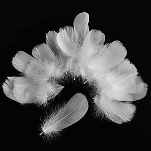 obmwang 100 Pieces 8-12cm Natural Goose Feathers for DIY Craft Wedding Party Home Decorations, White