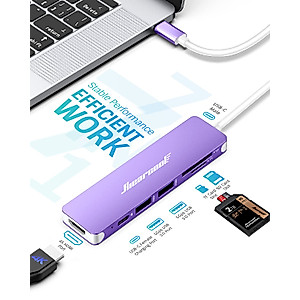Hiearcool 7IN1 USB C Adapter, USB C Hub-(Grey and Purple)