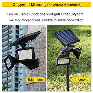 EMANER Motion Sensor Solar Light Outdoor, Dusk to Dawn Wireless Security LED Flood Light, 6000K Very Bright, Solar Powered Landscape Spotlights Waterproof for Garden/Driveway/Porch, (1-Pack)