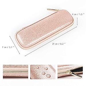 Comfyable Pencil Holder Pencil Case for Apple Pencil, Pen Accessories Elastic Strap Sleeve Protective Carrying Case for Stylus USB Cable AirPods with Mesh Pockets, Rose Gold