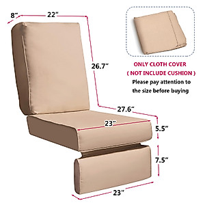 Art to Real ONLY Cover (Cushion Not Included), Outdoor Recliner Chair Replacement Cushion Cover, Patio Furniture Chair Sofa Washable Cushion Deep Seat Covers, UV Resistant, Fade Resistant