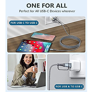 USB-C to USB-C Cable 6.6FT PD 100w MacBook iPad Pro/Air Charger 2 in 1 USB A/C to USB-C Nylon Braid Cord for iPad Pro Air 4 5 Mini 6, Samsung Galaxy S23 S22 S21 S20 S10 Note 20 10 LG Moto Pixel PS5