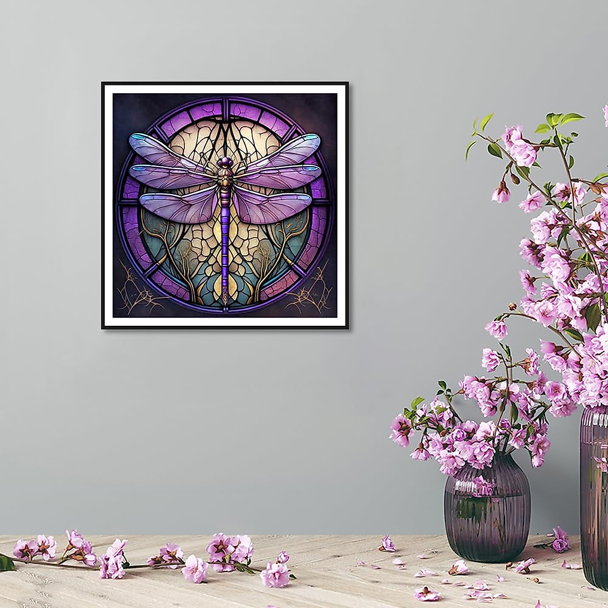 Stalente Diamond Painting Kits for Adults, 5D DIY Diamond Art Kits for Beginners Round Full Drill Diamond Painting for Home Wall Decoration Gift 12×12inch, Dragonfly