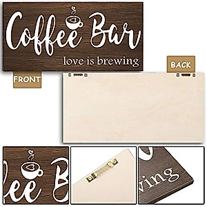 Jetec Coffee Bar Sign Rustic Wood Coffee Sign Farmhouse Coffee Bar Wall Decor Wood Plaque Hanging Sign for Home Housewarming Coffee Bar Coffee Station, 12 x 6 Inch
