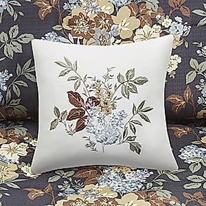 Madison Park Amelie Comforter Set - Feminine Design Colorful Floral Print, All Season Down Alternative Bedding Layer and Matching Shams, Full/Queen, Black 4 Piece