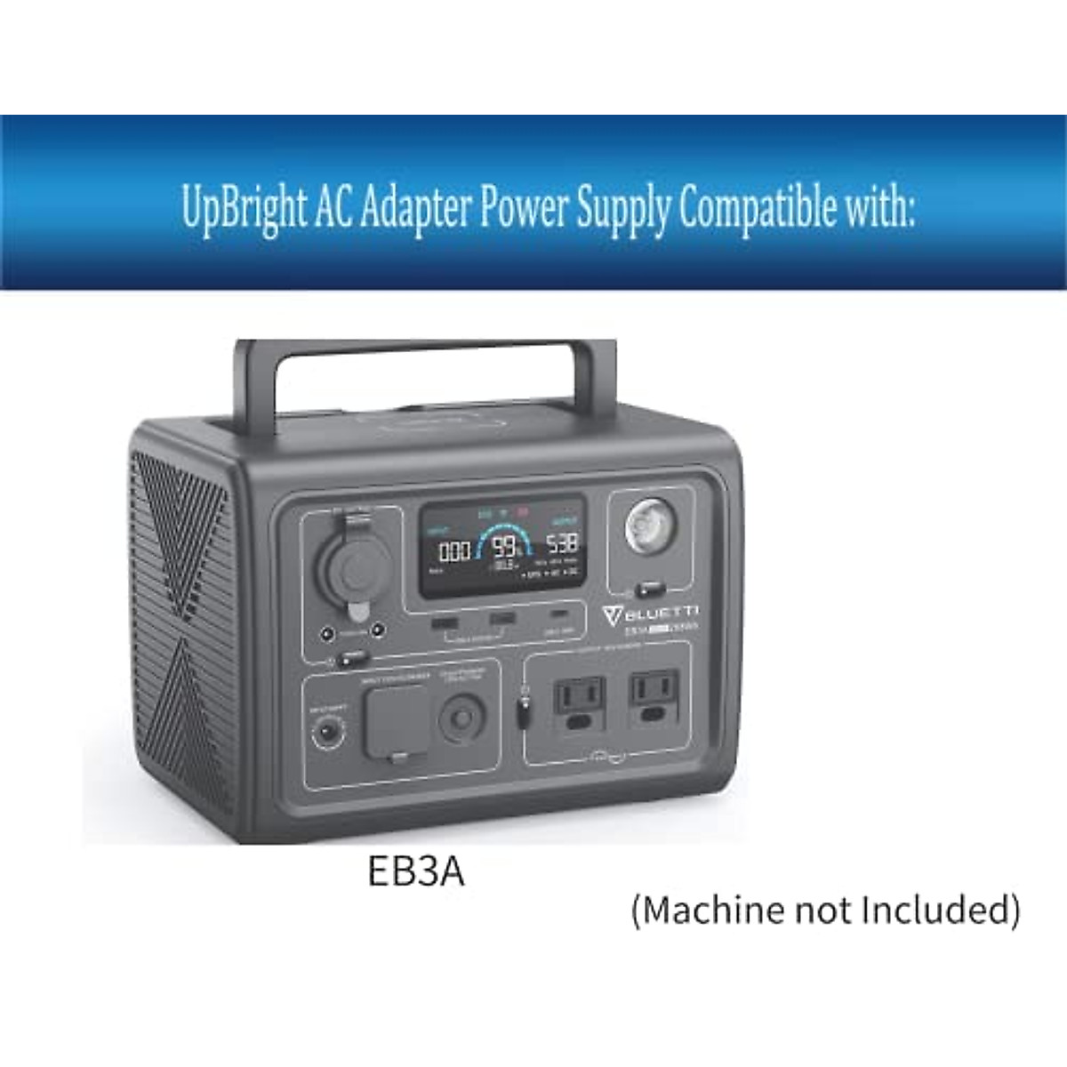 UpBright AC/DC Adapter Compatible with BLUETTI EB3A Power Station Solar Generator 268Wh LiFePO4 Battery Pack 12V-28VDC-8.5A 600W (Standard)/350W Max. (Turbo) Supply Cord Cable Charger Mains PSU