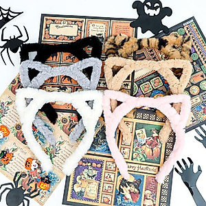 GAFATORY 6 Pack Cat Ears Headband Plush Headbands for Women Washing Face Cute Headband for Girls Kitty Headbands Festival for Halloween Furry Headbands for Party Cosplay Make Up