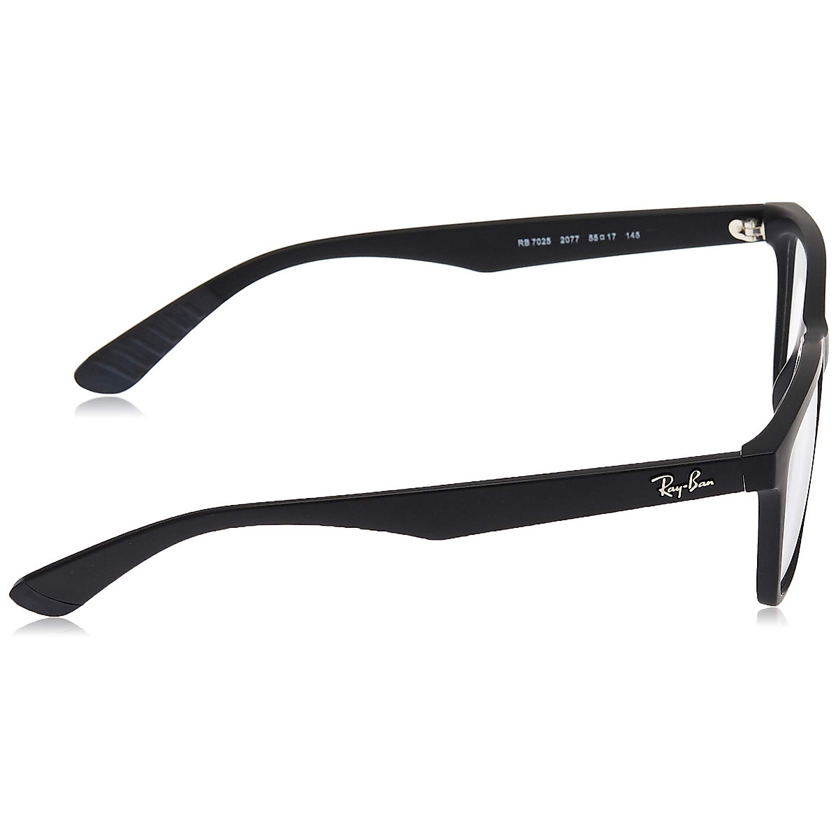 Ray-Ban RX7025 Square Prescription Eyeglass Frames, Matte Black/Demo Lens, 53 mm