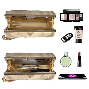 KISSCHIC Women's Elegant Tassel Evening Clutch Bag Stain Fabric Clutch Purse for Bride Wedding Prom Night Out Party (Gold)